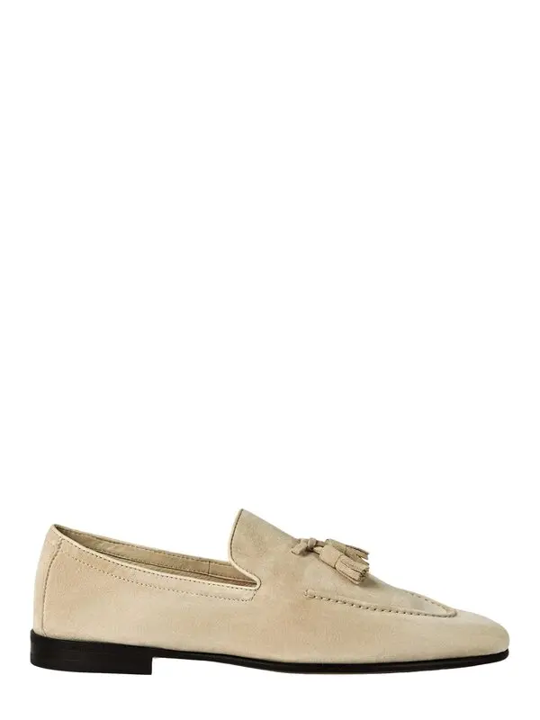 Brunello Cucinelli Suede Tassel Loafers - Beige