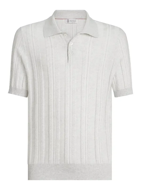 Brunello Cucinelli Rib-knit Polo Sweater - White