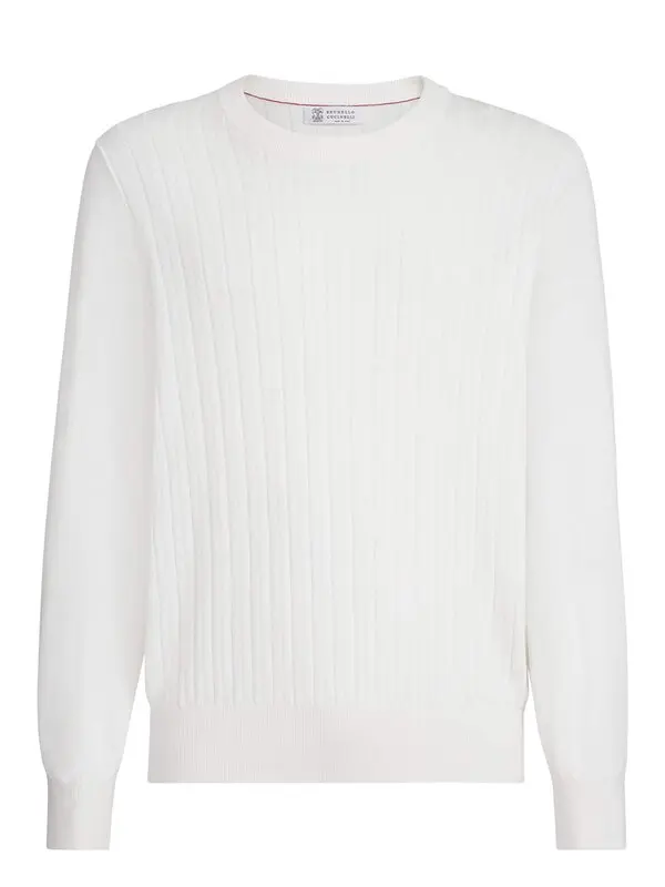 Brunello Cucinelli Cotton Rib-knit Sweater - White