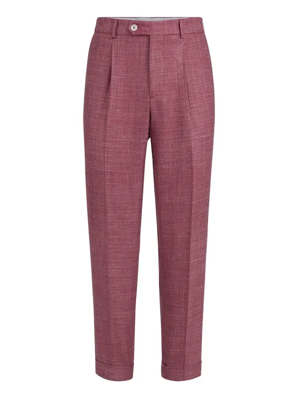 Brunello Cucinelli Tailored Wool-blend Hopsack Trousers - Red