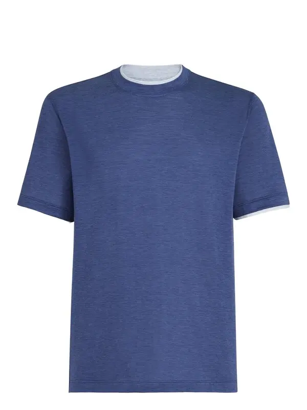 Brunello Cucinelli Silk-cotton Layered T-shirt - Blue