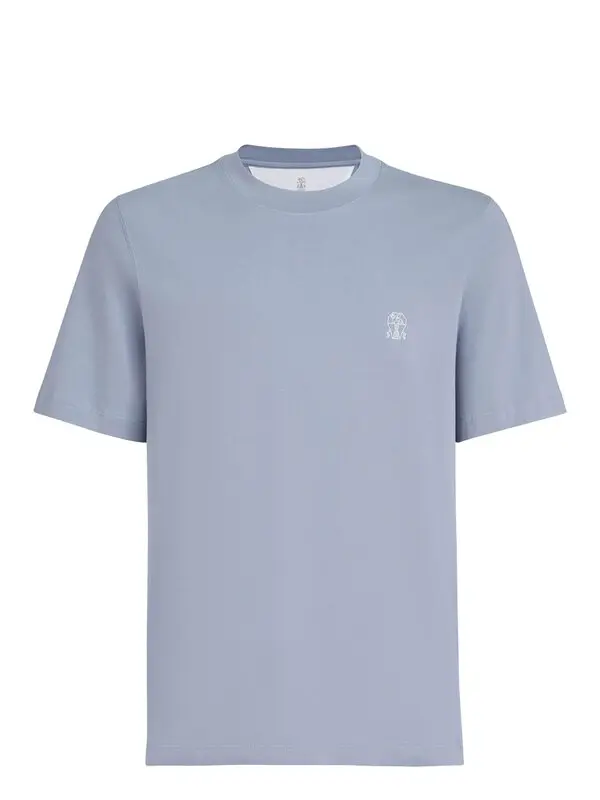 Brunello Cucinelli Cotton-jersey Logo T-shirt - Blue