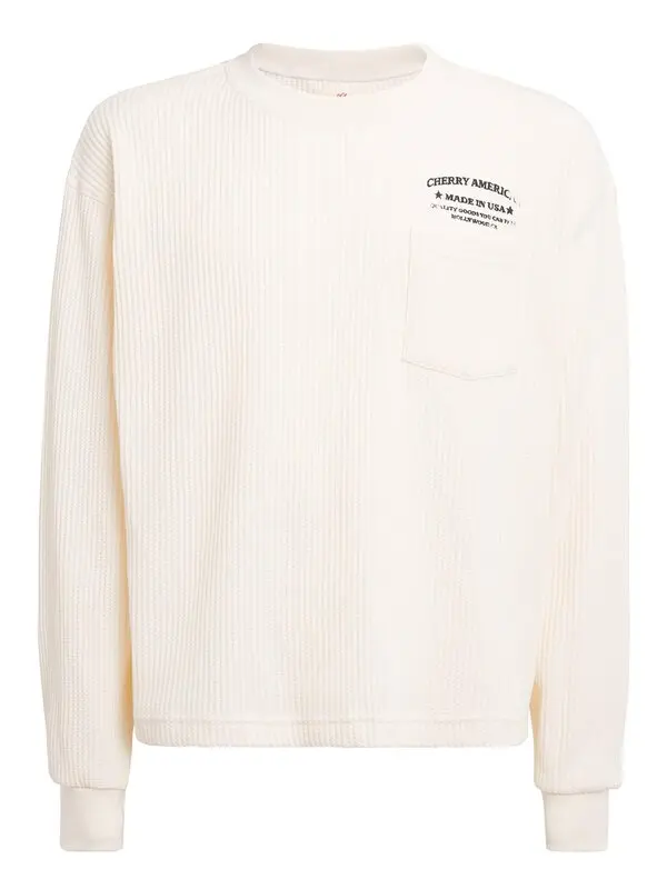 CHERRY LOS ANGELES Waffle Knit Ranch Long-sleeve T-shirt - Beige