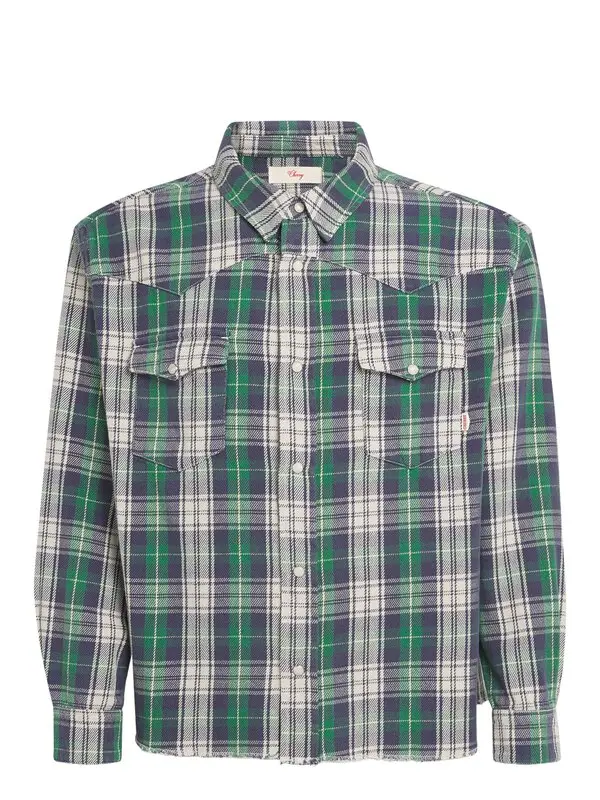 CHERRY LOS ANGELES Cotton Plaid Western Shirt - Green