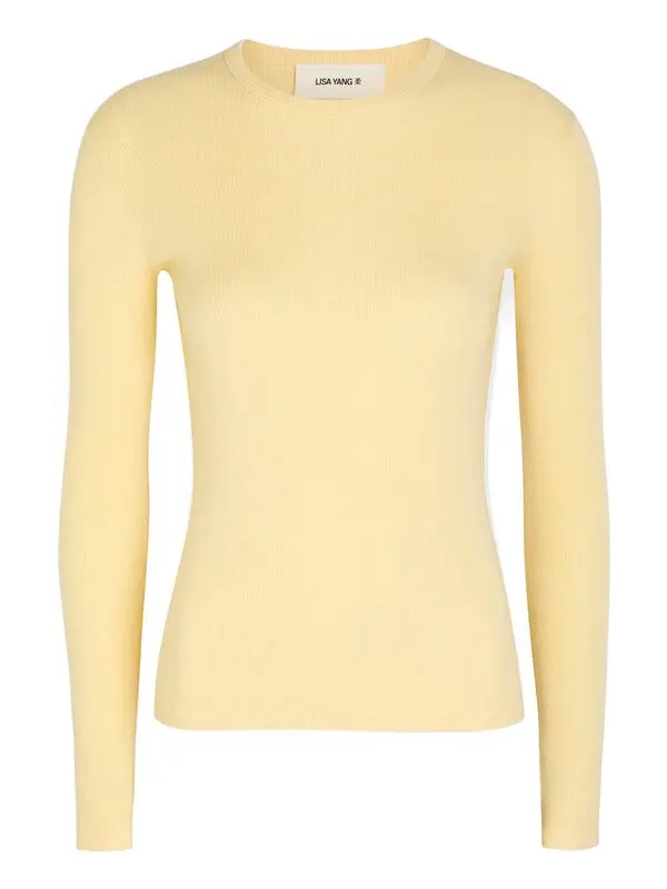 LISA YANG T-shirt Long Sleeve Vivian Cashmere - Light Yellow