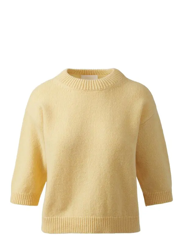 WAKAKUU Apex Wool Cashmere Top - Light Yellow
