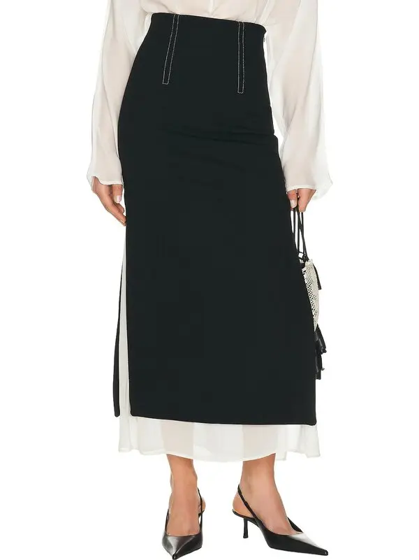 HELSA Layered Skirt - Black & Ivory