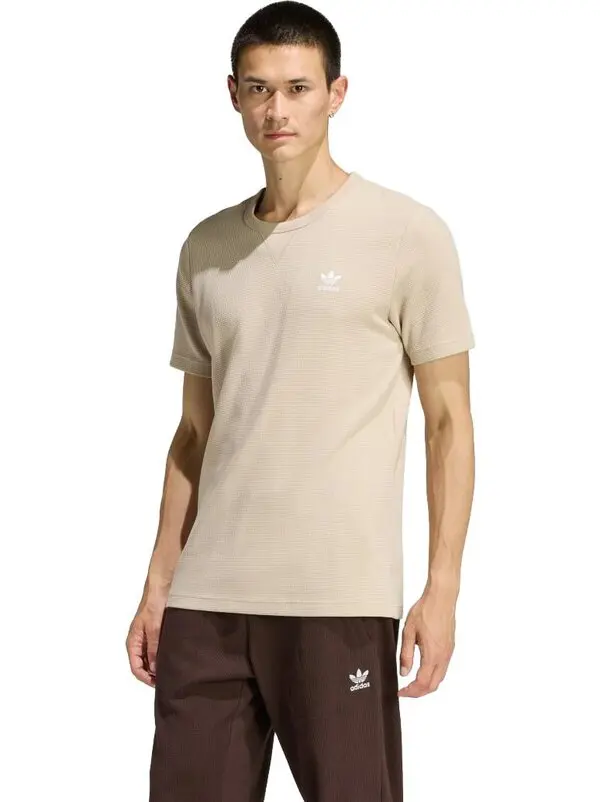 Adidas Trefoil Essentials Waffle Tee - Stone Khaki