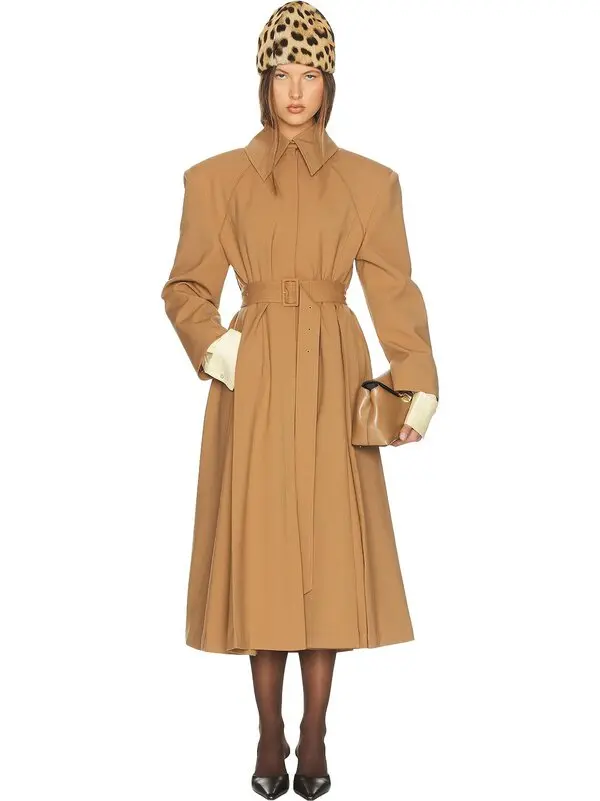 HELSA Wool Blend Midi Trench - Nutmeg