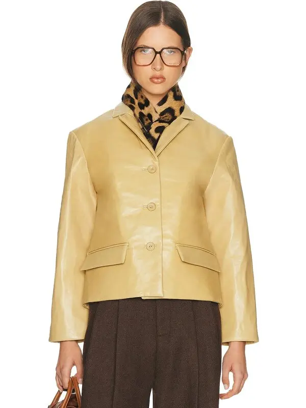 HELSA Puffy Leather Jacket - Maize