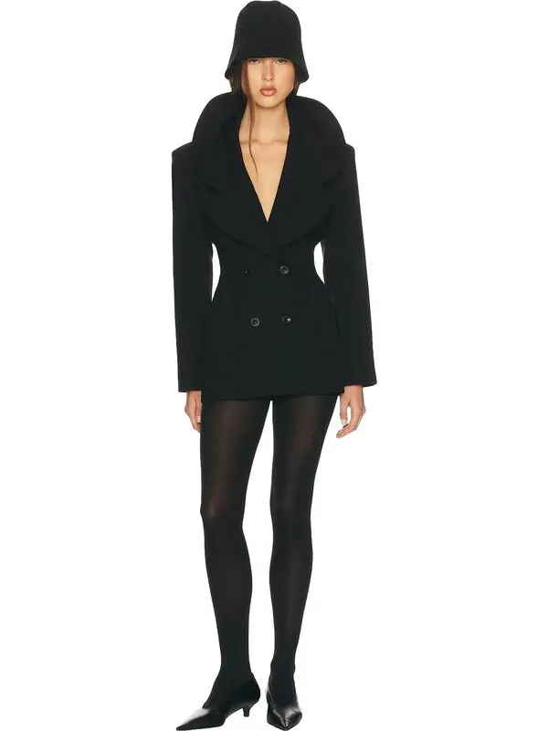 HELSA The Rampling Blazer In Thick Crepe - Black