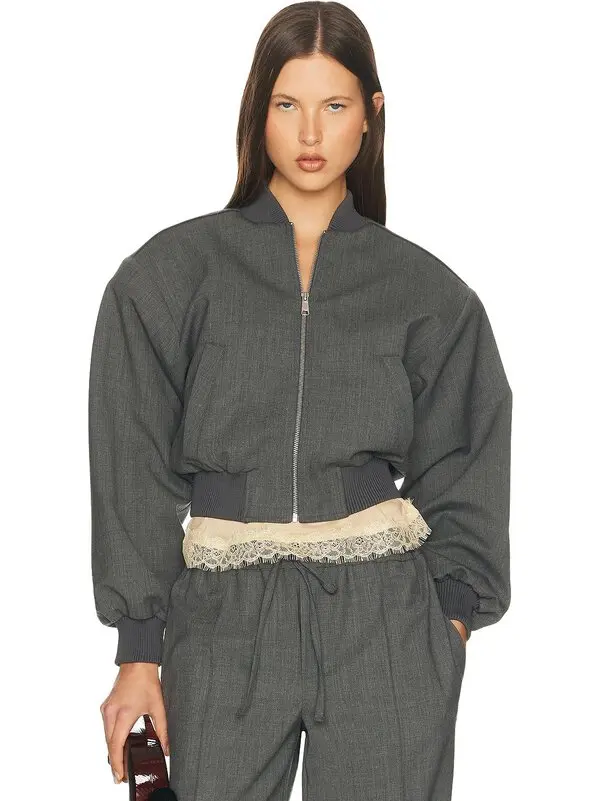 HELSA Wool Blend Bomber Jacket - Medium Heather Grey