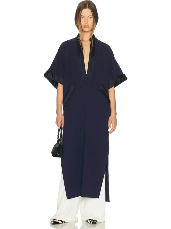 HELSA The Magda Dress In Thick Crepe - Navy