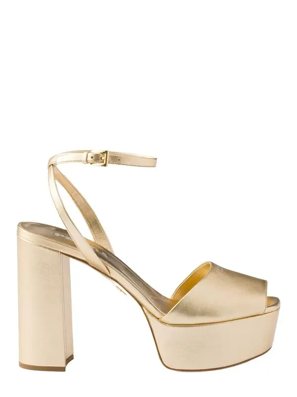 Prada Leather Platform Sandals - Metallic