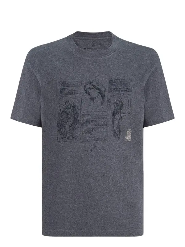 Brunello Cucinelli Cotton Graphic T-shirt - Grey