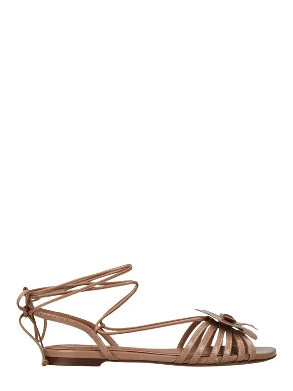 Zimmermann Leather Orchid Strappy Sandals - Nude