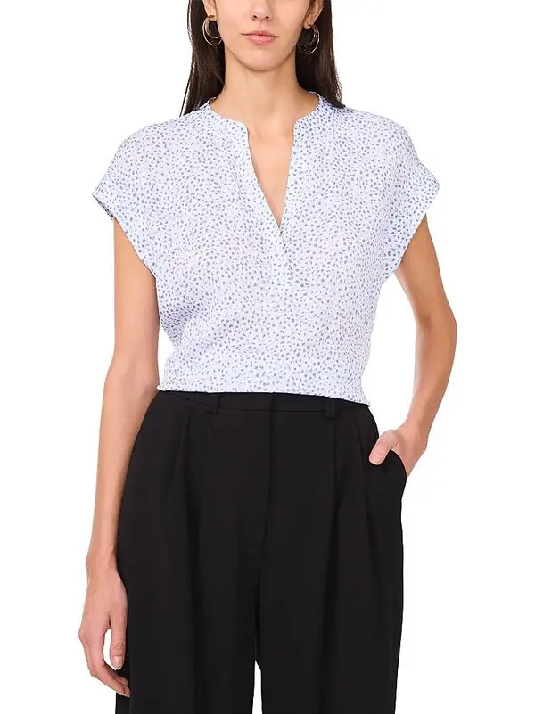 Vince Camuto Split Neck Cap Sleeve Top - Lake Breeze