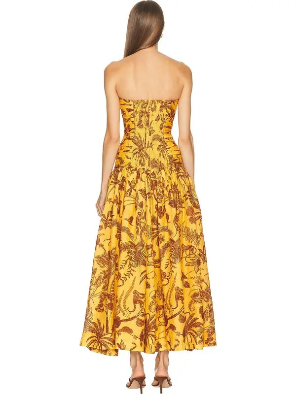 ALEMAIS Banana Blossom Ruched Dress - Marigold