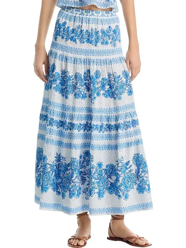 Aqua Boarder Midi Skirt - Sky Blue
