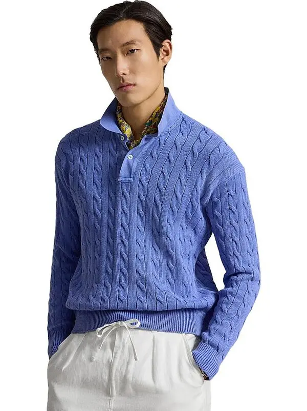 Polo Ralph Lauren Relaxed Fit Cable Knit Cotton Sweater - Maidstone Blue
