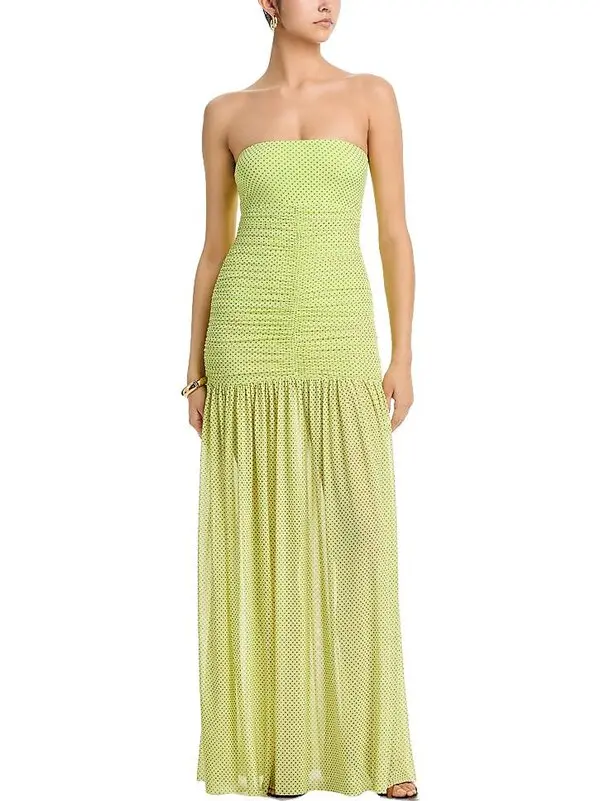AFRM Denise Sheer Skirt Maxi Dress - Citrus Pin Dot