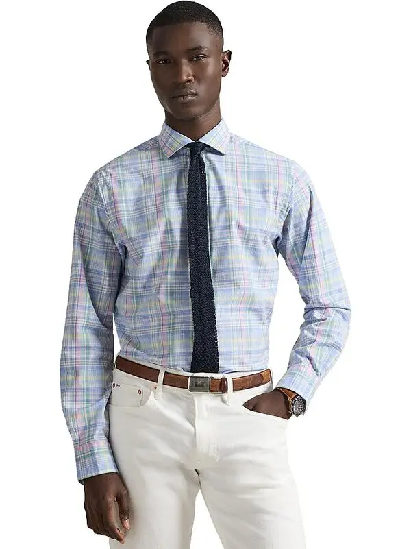 Polo Ralph Lauren Classic Fit Plaid Slub Linen Shirt - Blue/pink