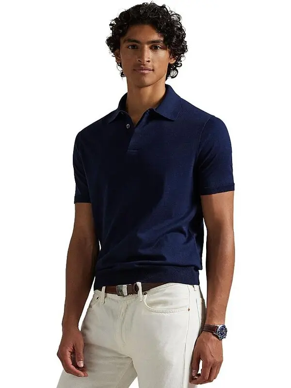 Polo Ralph Lauren Short-sleeve Knit Polo Sweater - Blue