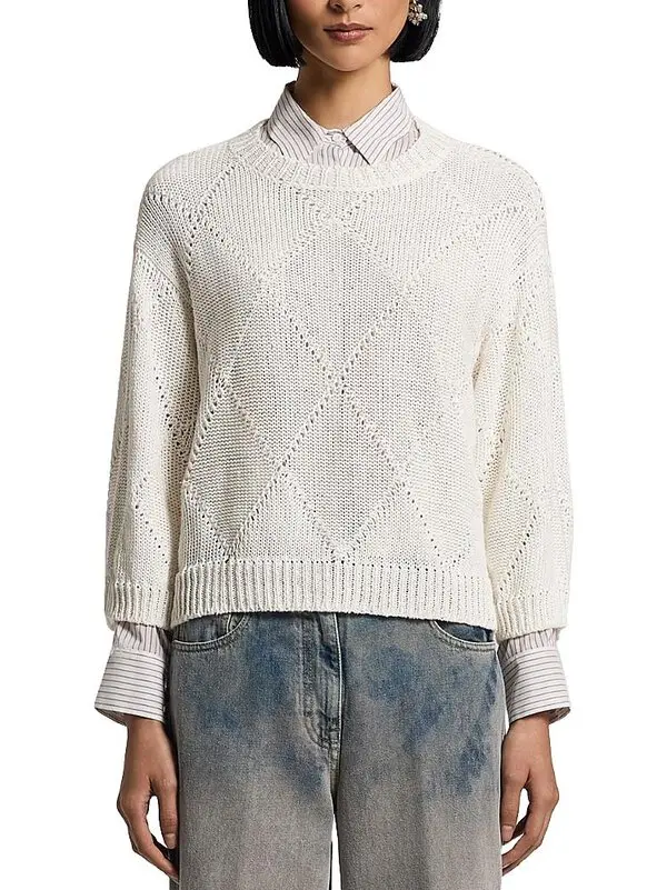 Peserico Diamond Pattern Sweater - Solar White