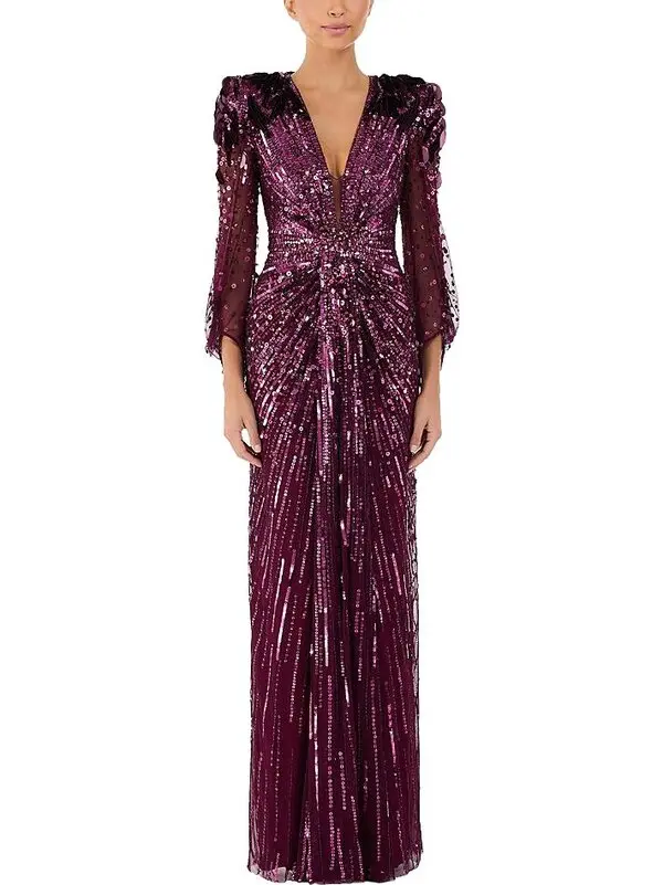 Jenny Packham Xenia Sequin-embellished Maxi Dress - Purple Muscadine