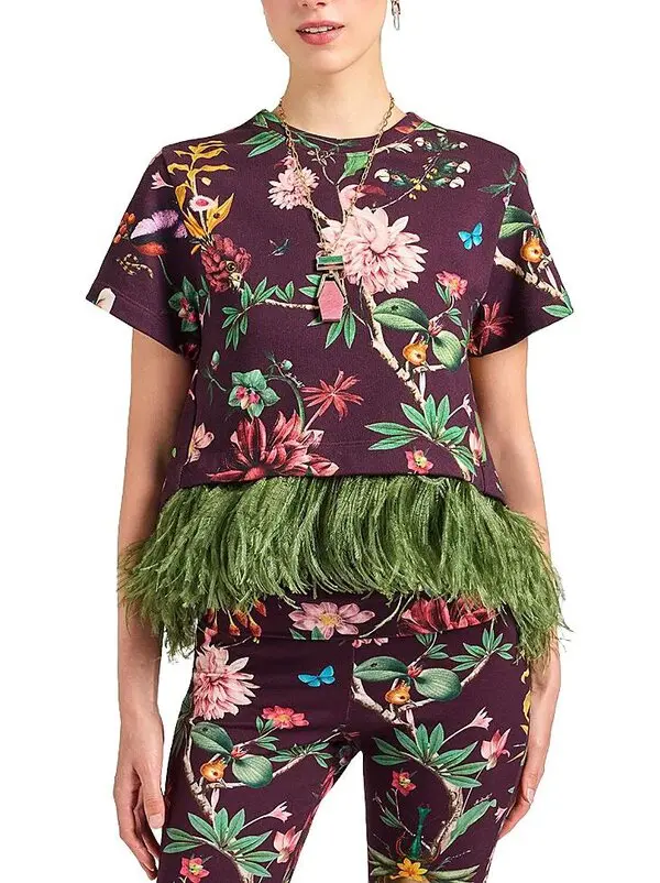 La DoubleJ La Scala Tee With Feathers Placee - Zooflora Bordeaux