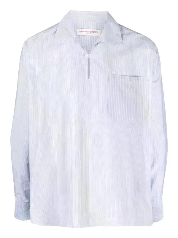 Orlebar Brown Thwaites Striped Long-sleeved Shirt - Blue