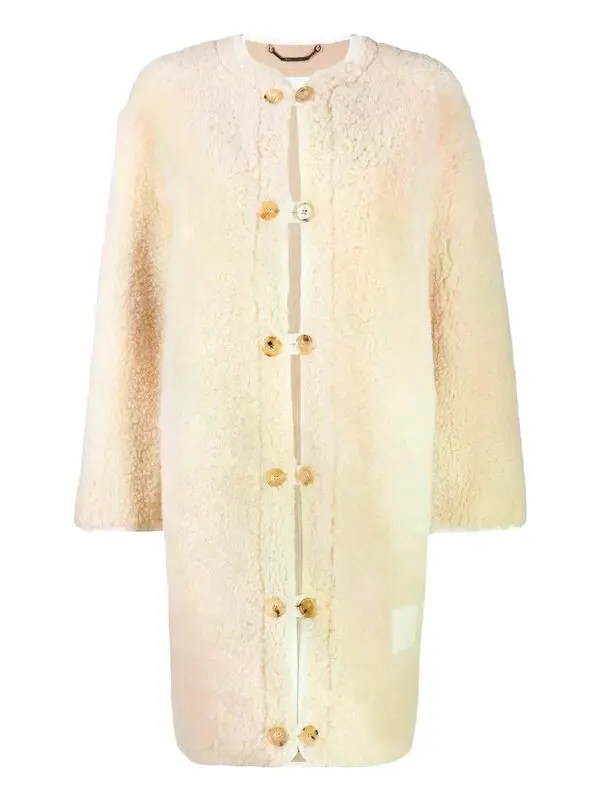 Chloé Single-breasted Shearling Coat - Neutrals