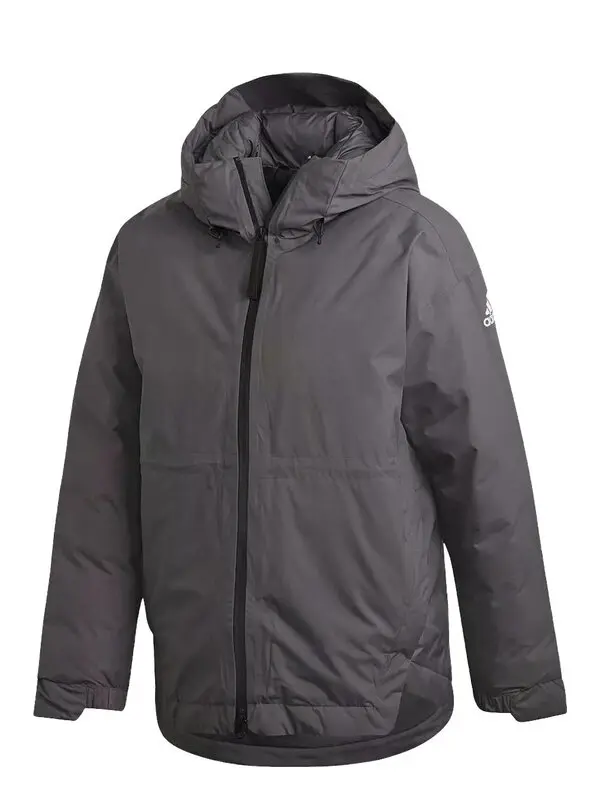 Adidas Rain.rdy Hooded Stripe Jacket - Grey