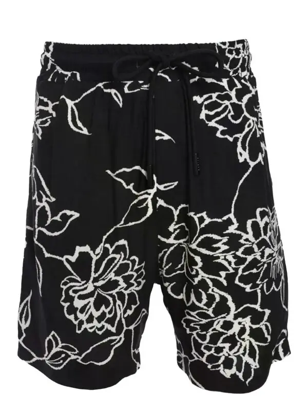 GAELLE Floral Print Bermuda Shorts - Black