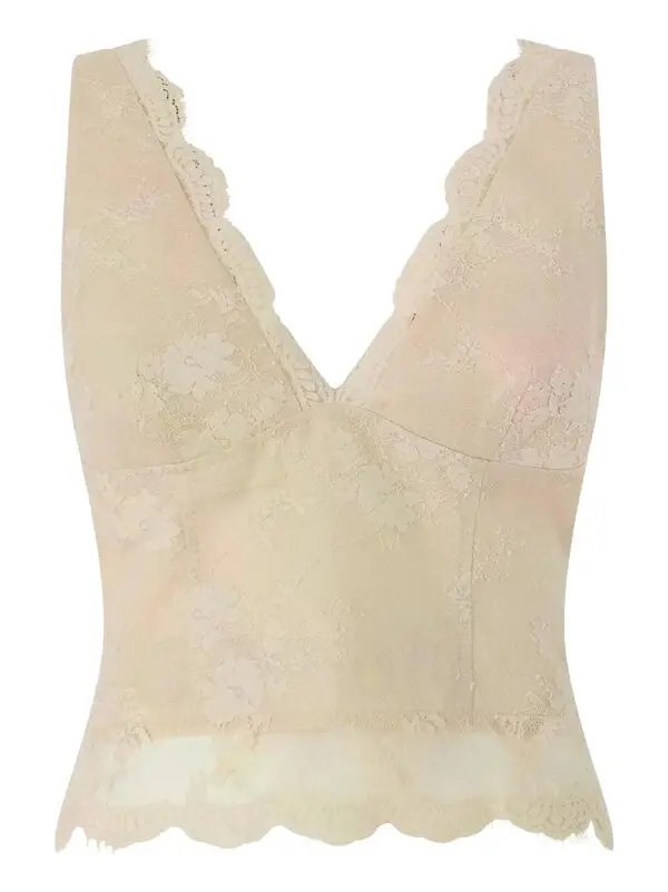 Pinko Lace V-neck Top - Neutrals
