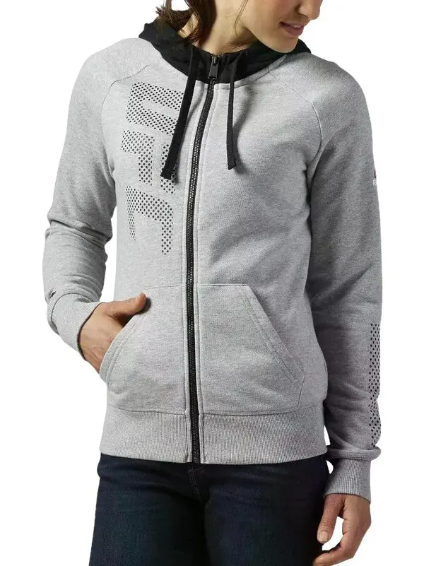 REEBOK Full Zip Hoodie Sweatshirt - Grey