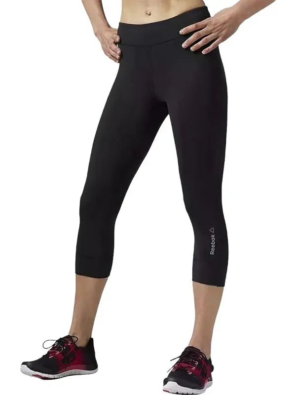 REEBOK Logo-detail Cropped Leggings - Black