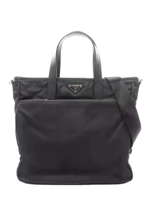 Prada 2000s Nylon Saffiano Leather Handbag - Black