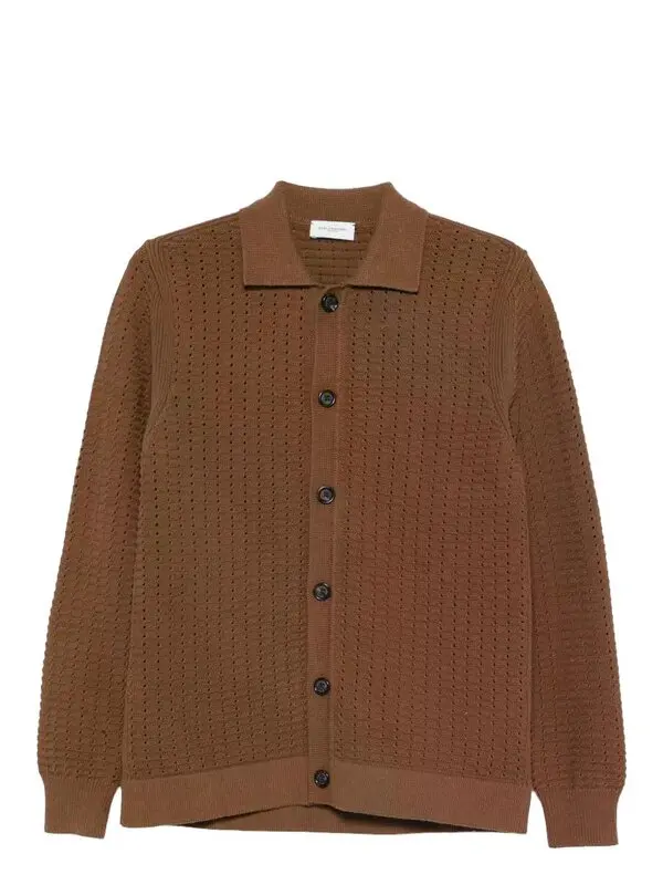 PAOLO PECORA Button-front Polo Collar Cardigan - Brown