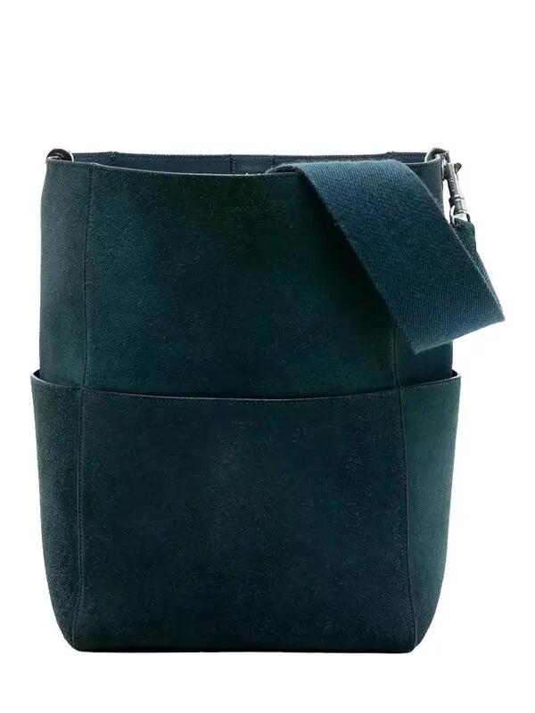 Celine 2016 Medium Suede Seau Sangle Bucket Bag - Blue