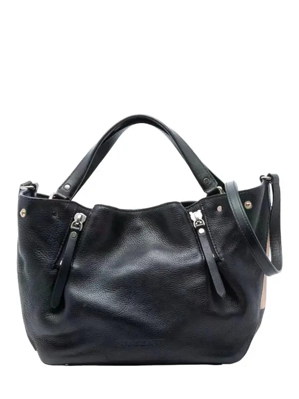 Burberry Small Leather And House Check Canvas Maidstone Satchel - Black