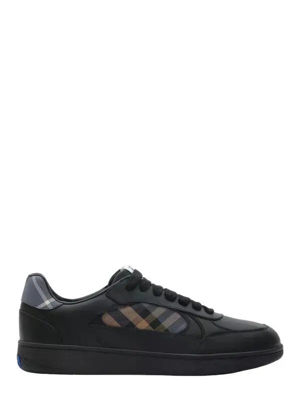 Burberry Leather Terrace Sneakers With Check Detail - Black