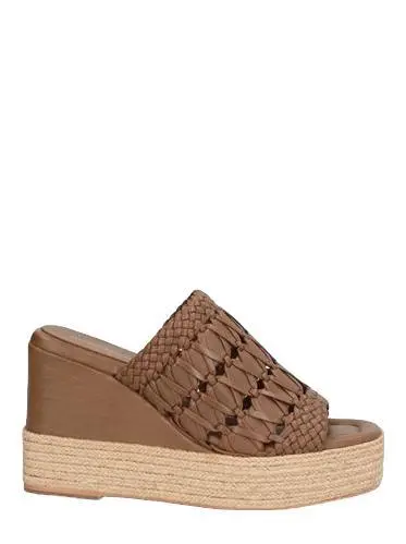 PALOMA BARCELO Leather Wedge Sandals - Brown