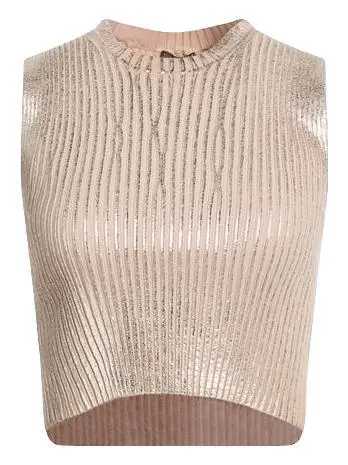 Peserico Metallic Ribbed Knit Top - Beige