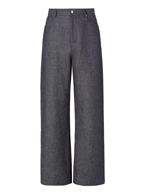 Fendi Relaxed Linen, Cotton And Silk Jeans - Blue