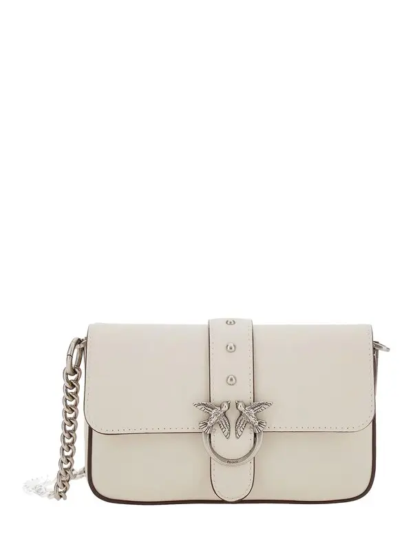 Pinko Baby Love Bag One Slouchy Leather Crossbody Bag - White