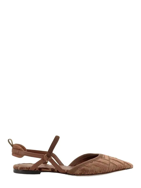 Fendi Ff Jacquard Velvet Slingback Ballerinas - Brown
