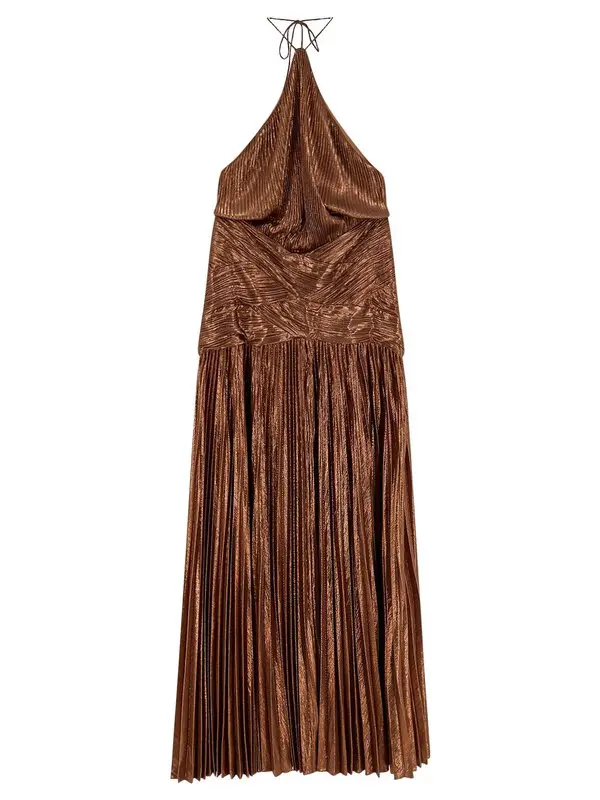 Retrofete Amberley Pleated Dress - Brown