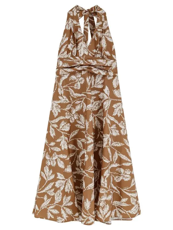Max Mara Mxmebella Printed Cotton Dress - Brown