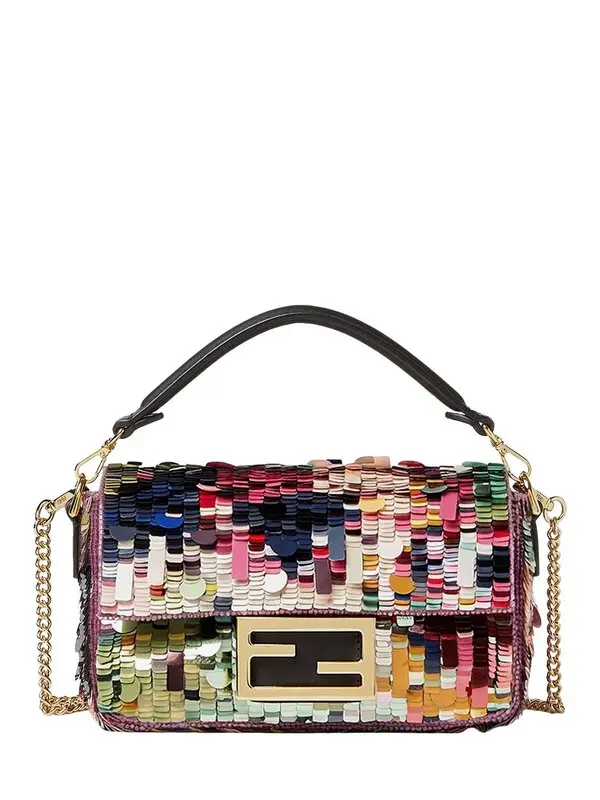 Fendi Baguette Mini Crossbody Bag With Sequin Detailing - Multicolor